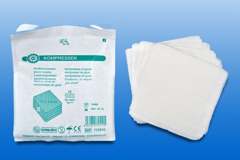 NOBAMED MULLKOMPRESSE-steril, 12-fach, à 5, 10 x 10 cm, Packung à 20x5 ...